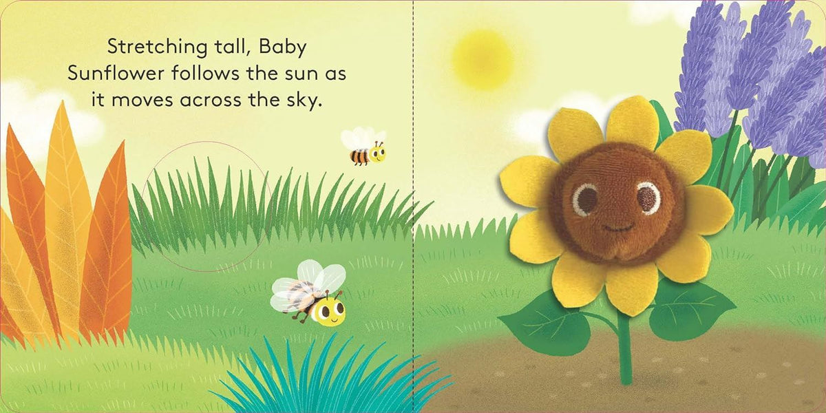 BABY SUNFLOWER FINGER PUPPET BOOK – Zebra Blush